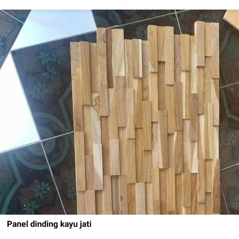 Jual panel dinding 3D kayu jati isi 10 pcs | Shopee Indonesia