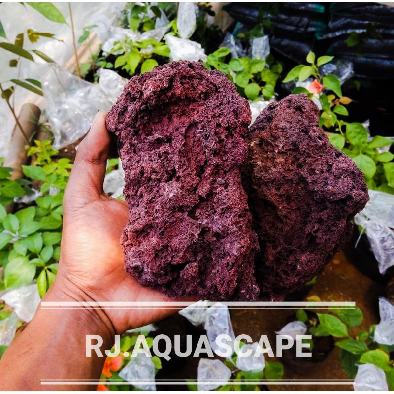 Jual BATU LAVAROCK AQUASCAPE WARNA MERAH/HITAM (1KG) | Shopee Indonesia