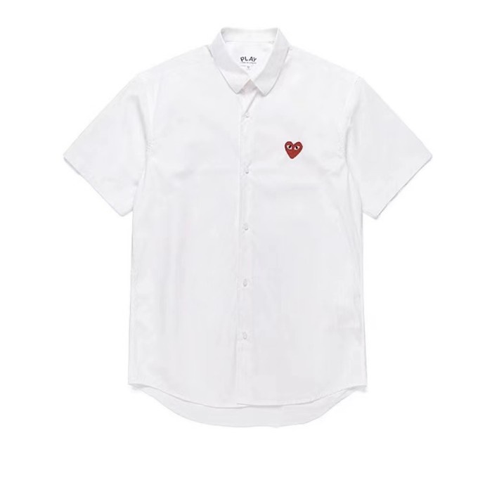 Jual KEMEJA CDG PLAY WHITE SHIRT SHORT RED HEART K010 | Shopee Indonesia