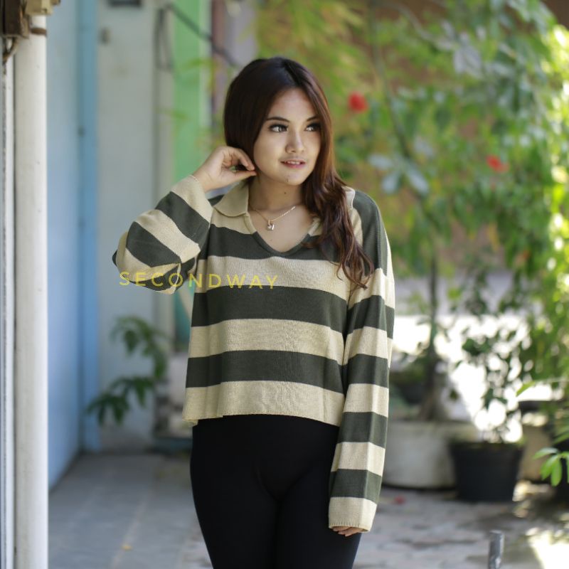 Jual SECONDWAY - crop || baju rajut || wanitaknit crop || Rajut Crop ...