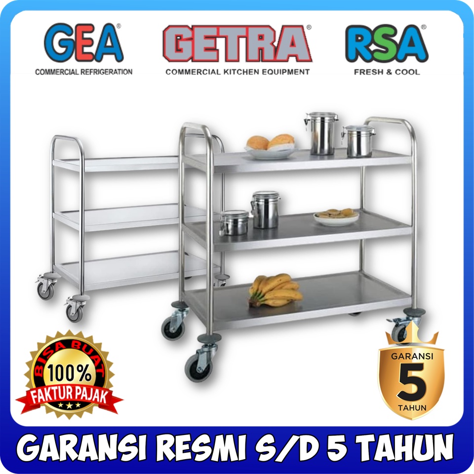 Jual GETRA ST-022 TROLLEY MAKANAN MINUMAN TROLI STAINLESS SERBAGUNA ...
