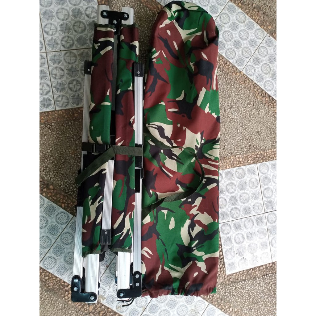 Jual VELBED ALUMINIUM LORENG STANDAR TNI/FOLDING BED/tempat tidur lipat ...