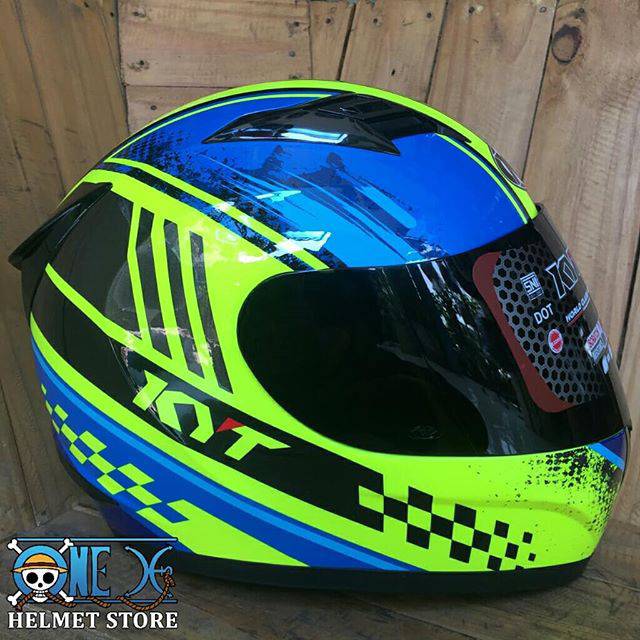 Jual HELM KYT R10 #4 BLUE YELLOW FLUO BIRU KUNING (Ongkir cuma 2kg ...
