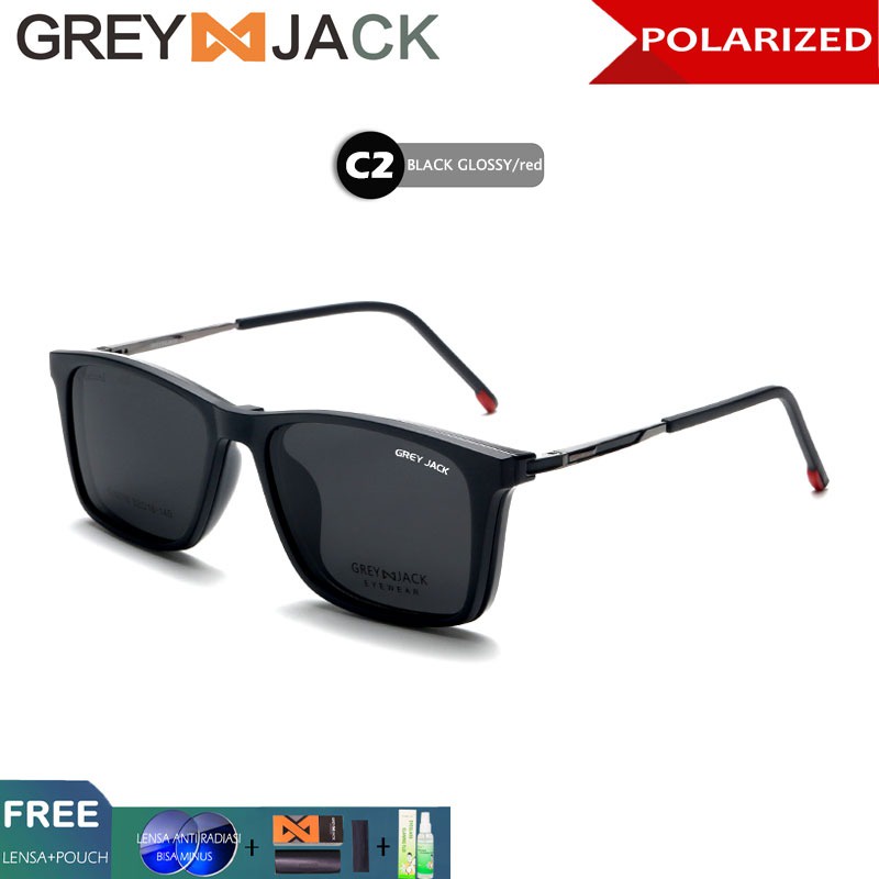 Jual Grey Jack Kacamata Clip On Polarized Anti UV 2in1 Frmae Tr90 Bisa Minus Model Kotak Fashion ...
