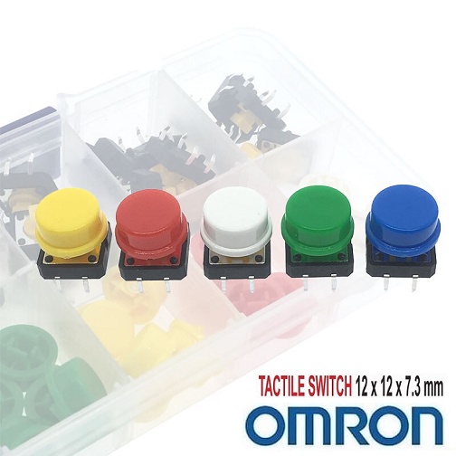 Jual Omron Tact Switch 12x12x7.3 + Tutup Keycap Tactile Saklar Tekan ...