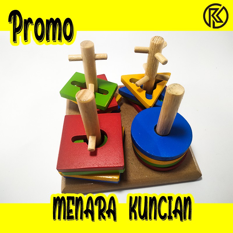 Jual Mainan Edukasi Anak Menara Kayu 1 2 3 4 5 Tahun Balok Huruf Angka ...