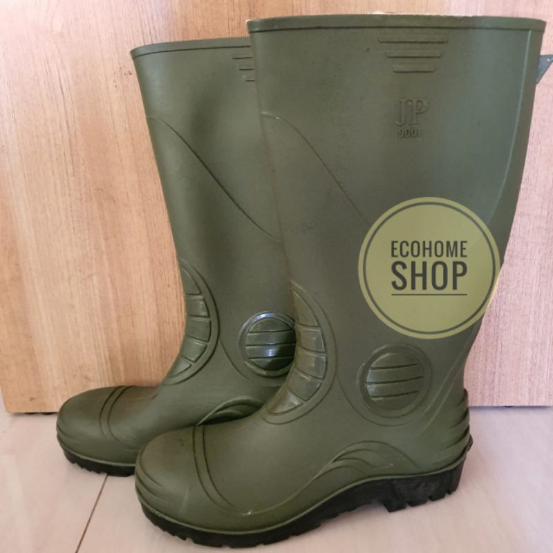Jual Sepatu Boot proyek Hijau tapak Hitam Tinggi Karet anti air bot ...