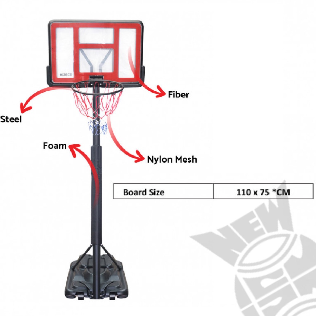 Jual Papan Ring Basket Fiber Portable Board Stand 110x75 cm BOUNCE ...