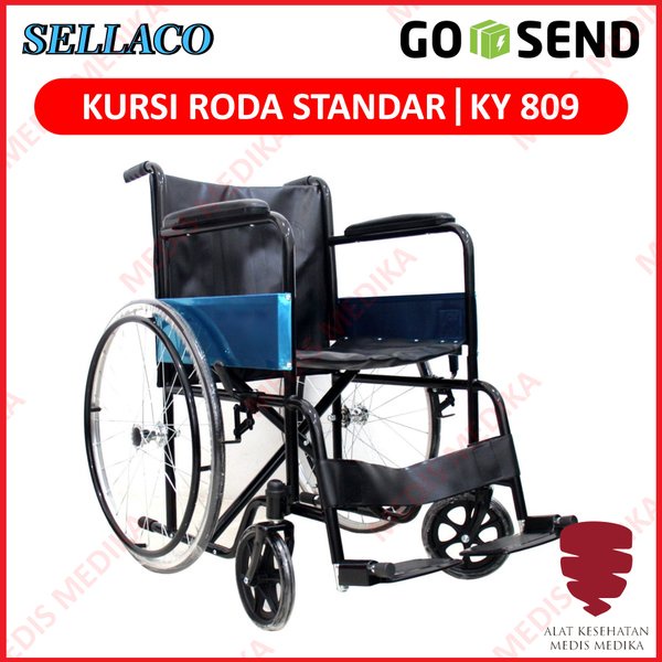 Jual GOJEK ONLY Kursi Roda Standar KY809 Sella Black Steel Alat Bantu ...