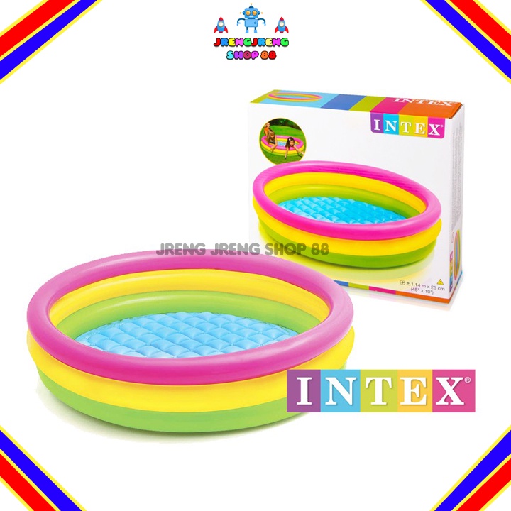 Jual Kolam renang pelangi intex ukuran sedang 57412 Inflatable Rainbow ...