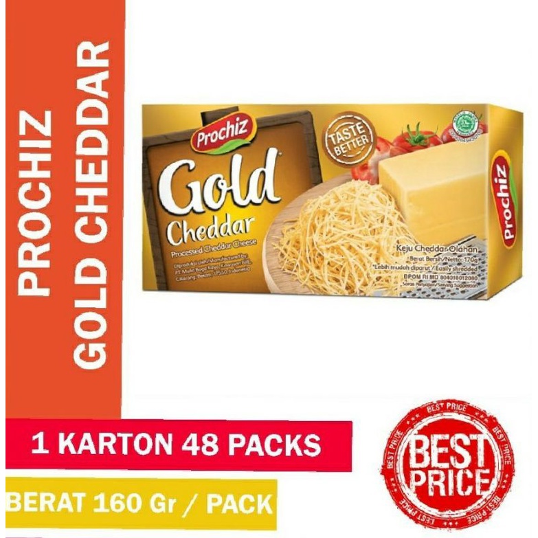 Jual KEJU PROCHIZ GOLD CHEDDAR 160 GR | Shopee Indonesia