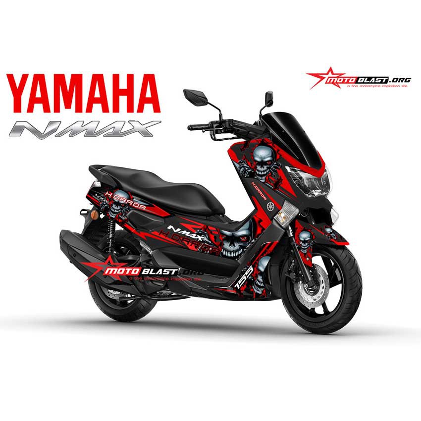Jual Decal Stiker Yamaha NMAX BLACK RED SKULL | Shopee Indonesia