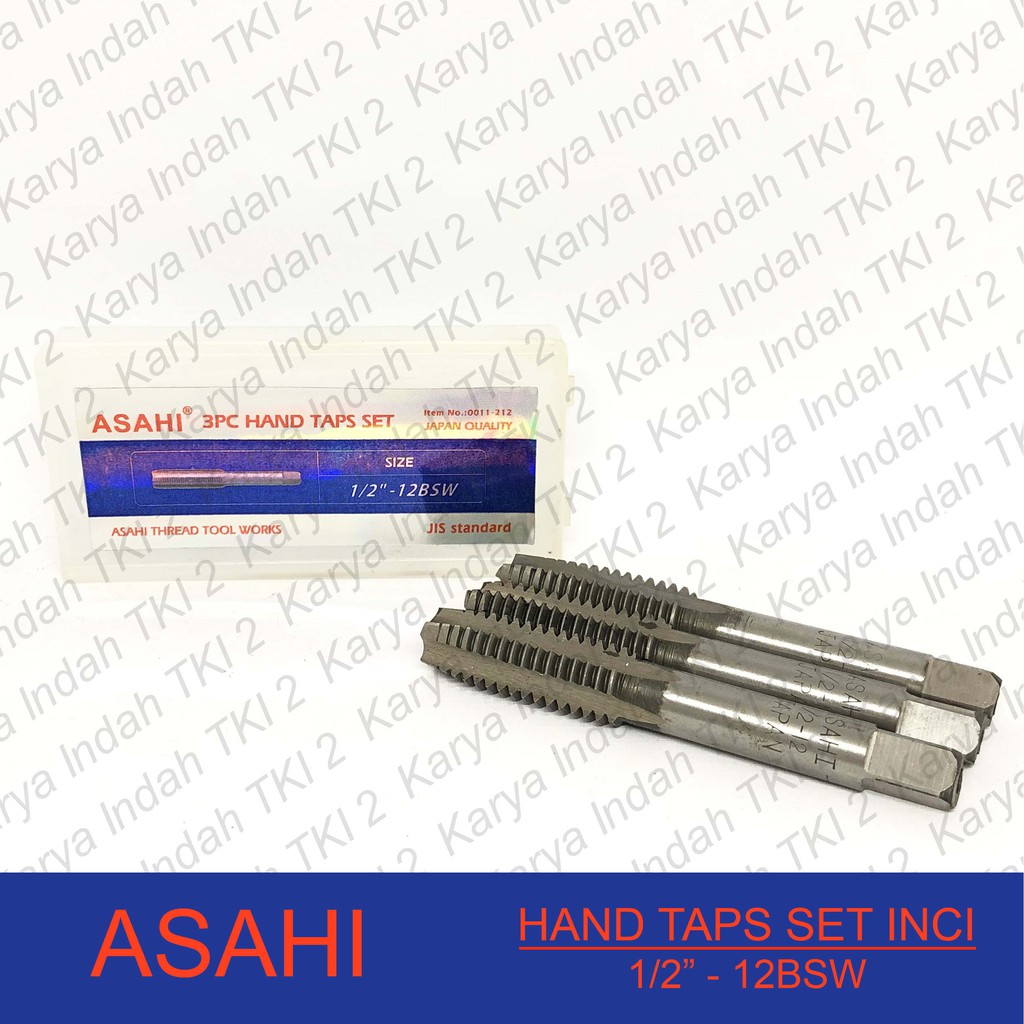 Jual Hand Tap Inch 1/2" x 12 BSW ASAHI Tap Tangan Inci Set 3Pcs Alat ...