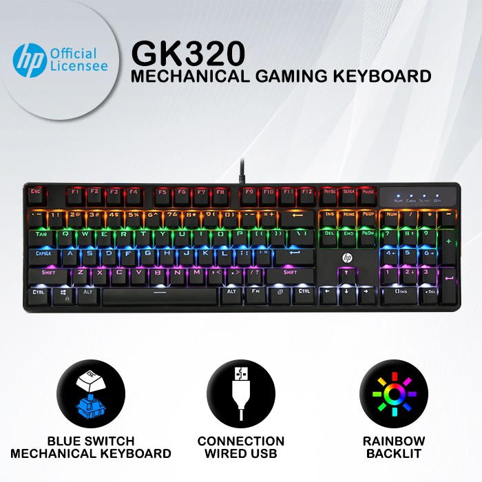 Jual Keyboard Gaming HP GK320 - RGB Blue Switch Mechanical Keyboard ...