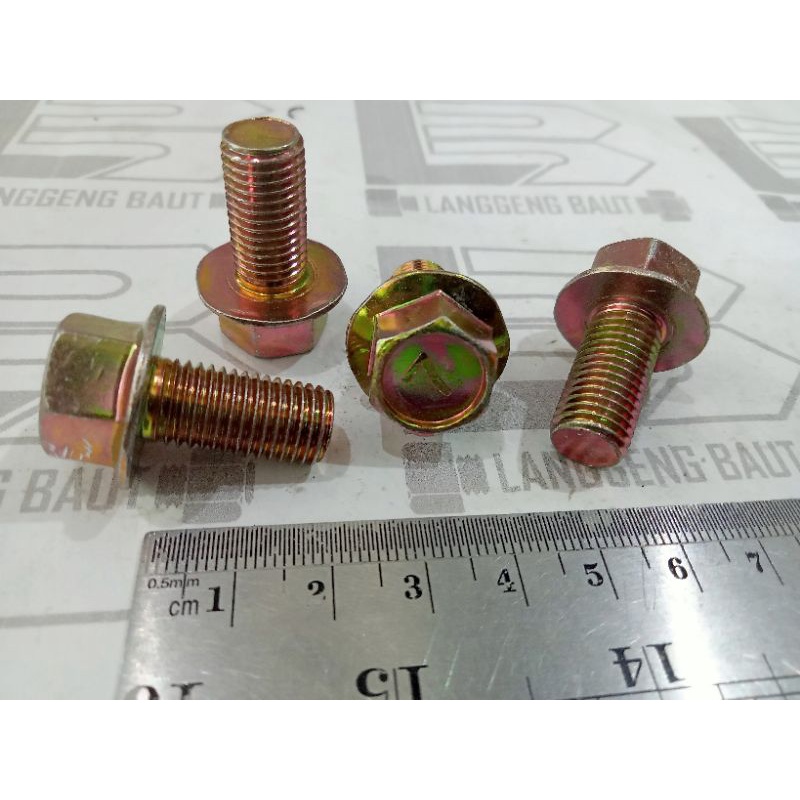 Jual Baut Flange M10x20 Kunci 14 Panjang 2cm / Flange Bolt M10 x 20 Kuning | Shopee Indonesia