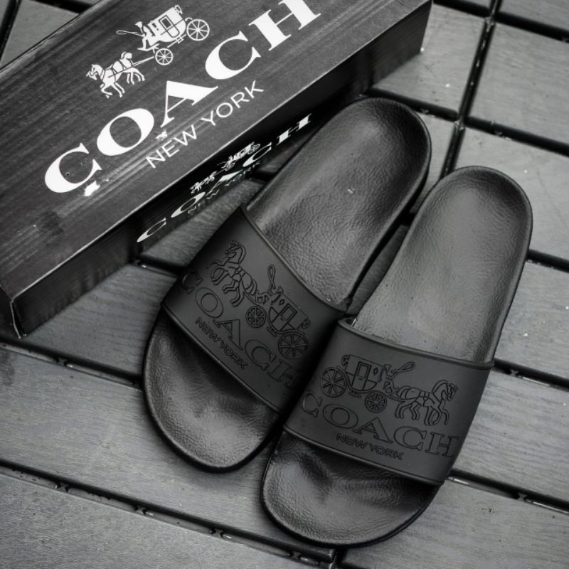 Jual Coach Slide Full Black Original | Shopee Indonesia