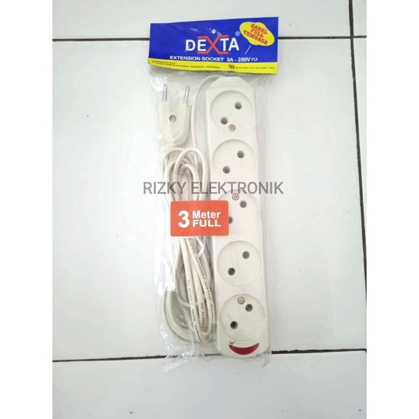 Jual Stop Kontak Colokan Listrik Gepeng 5 Lubang + Kabel 3 Meter Full ...