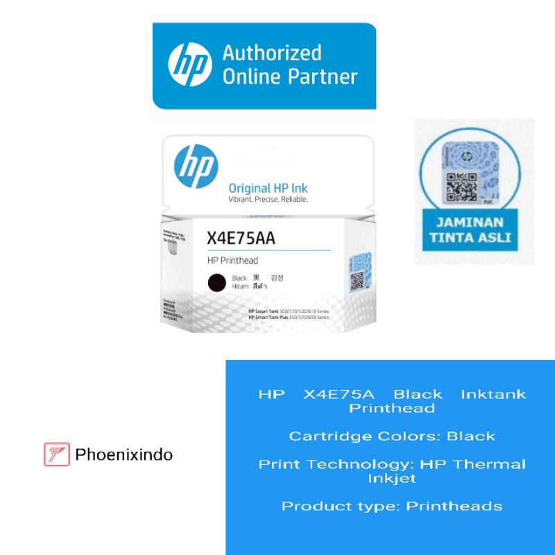 Jual HP X4E75A Black Inktank Printhead HPX4E75AA HP X4E75AA Original ...