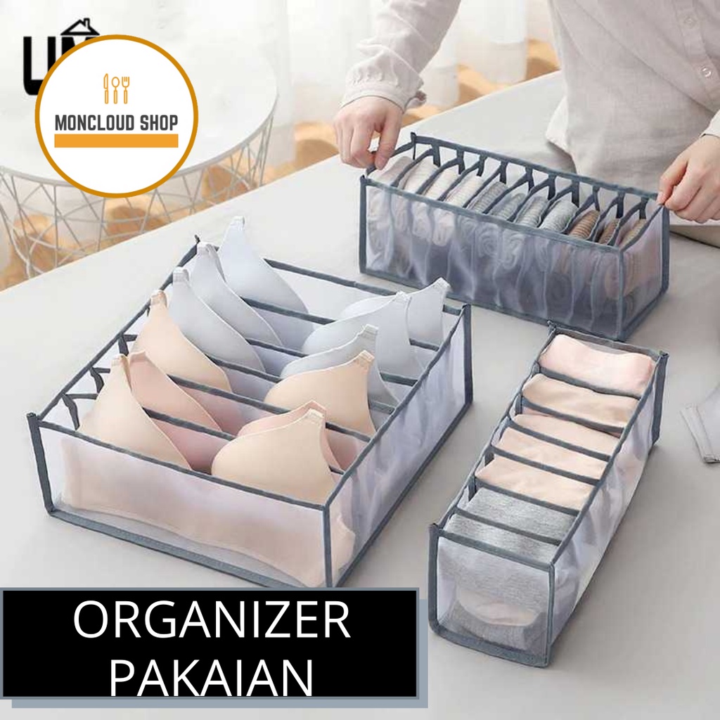 Jual Kotak Sekat Laci Organizer Pembatas Lemari Pakaian BH Bra Celana ...
