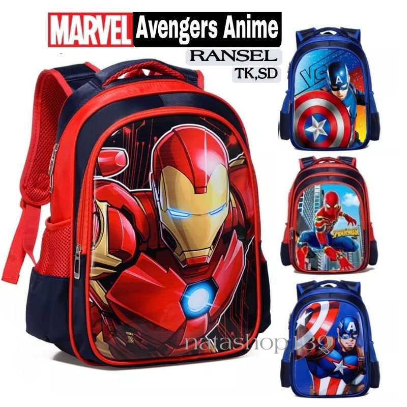 Jual Hot Sale Tas Sekolah TK-SD anak Laki-Laki Tas Ransel Marvel Avengers Anima Superhero ...