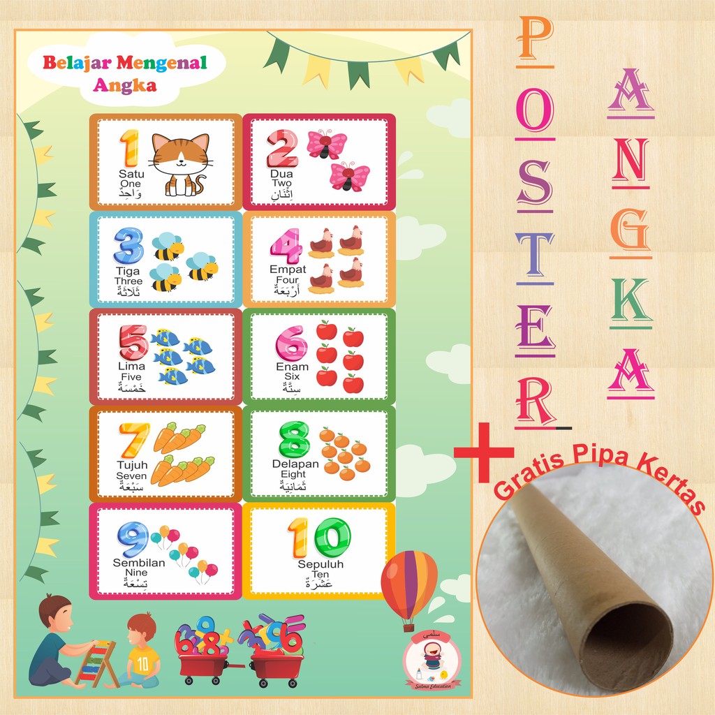 Jual POSTER EDUKASI ANAK BALITA POSBEL MENGENAL ANGKA BERHITUNG POSTER ...