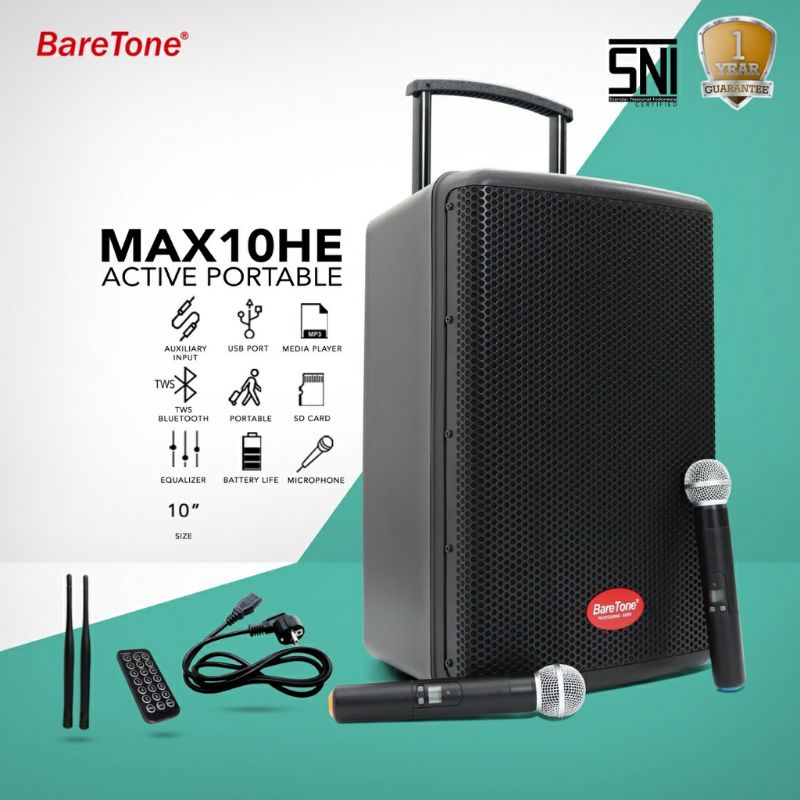 Jual Speaker Portable BARETONE MAX-10HE Speaker 10inch | Shopee Indonesia