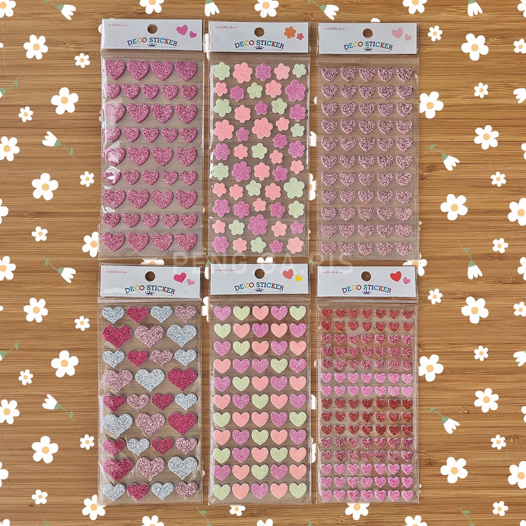 Jual Sticker Busa with Glitter Hearts & Flowers | Shopee Indonesia