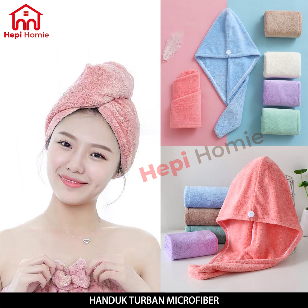 Jual [HH] HANDUK TURBAN MICROFIBER / HANDUK KEPALA KERAMAS RAMBUT CEPAT ...