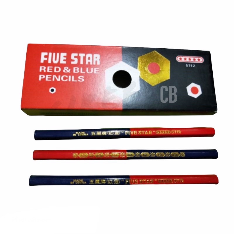 Jual Pensil Merah Biru Besar/ Pensil Pola per pcs | Shopee Indonesia