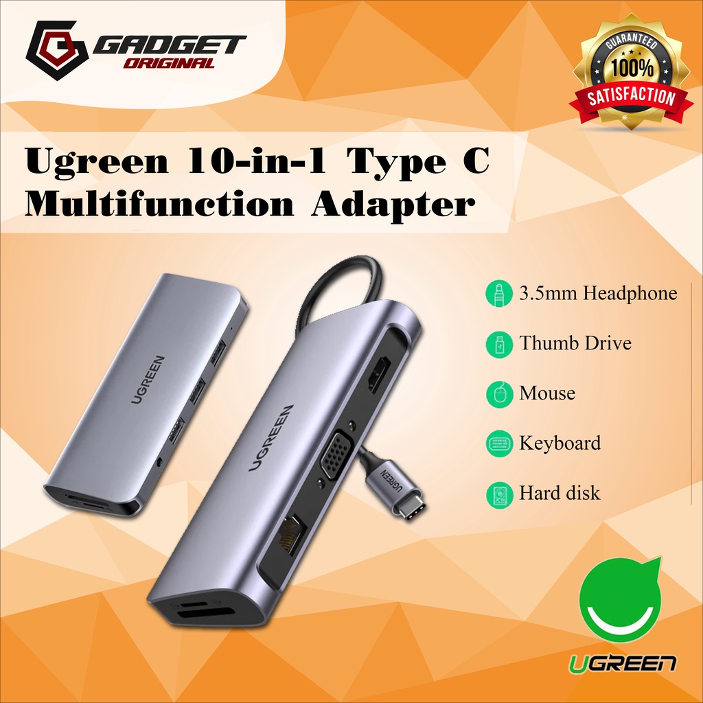 Jual Ugreen 10 in 1 Usb Type C Multifunction Adapter with PD and Audio ...