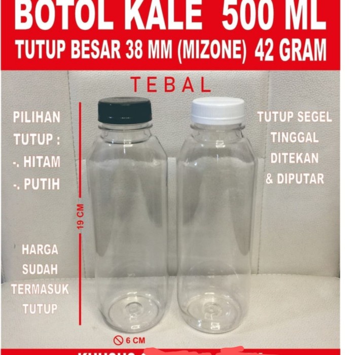 Jual Botol Kale 500 ml Tebal / Botol Plastik 500 ml Kale Tebal - 39gr ...
