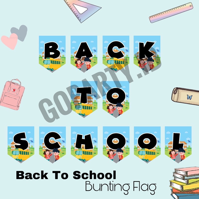 Jual BACK TO SCHOOL BUNTING FLAG BANNER DEKORASI DINDING SEKOLAH ...