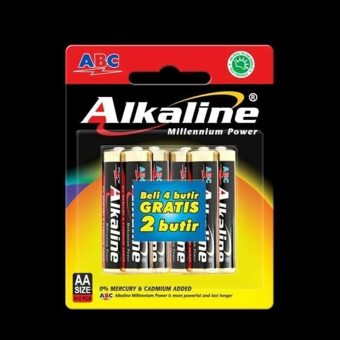 Jual BATERAI AA ALKALINE ABC / A2 SEDANG ISI 6 PCS - 1 PACK 6 PCS ...