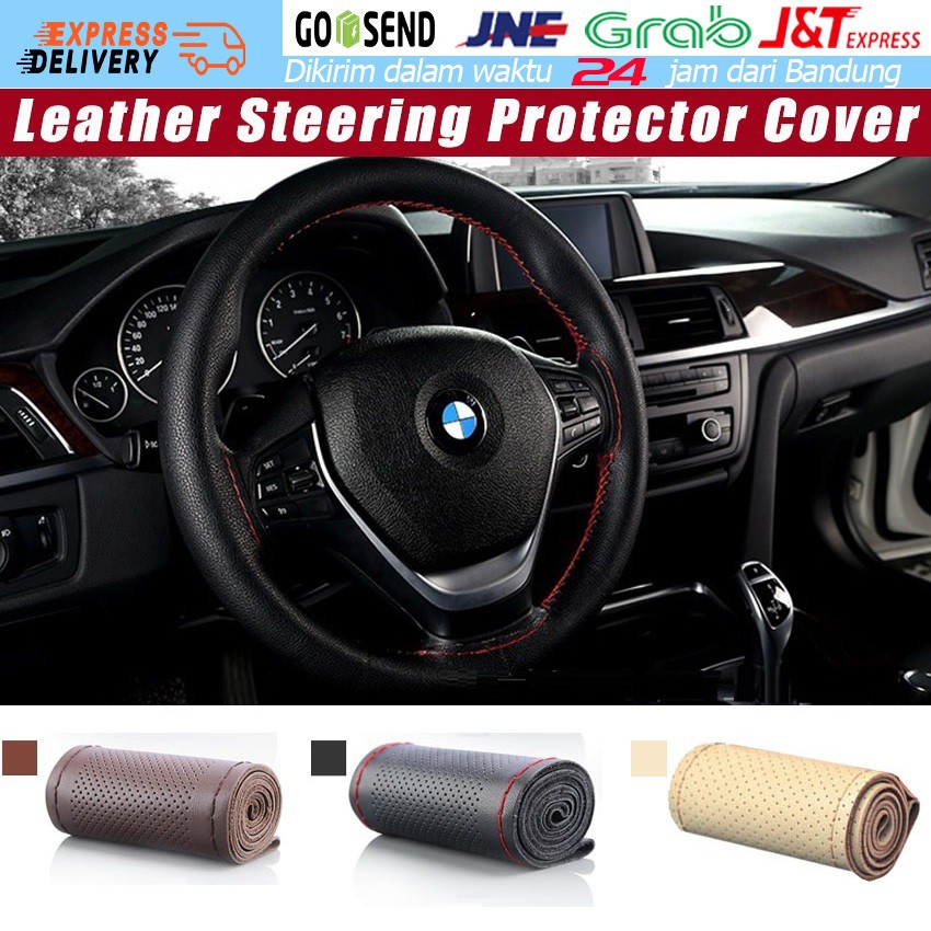 Jual Universal 38cm Sarung Cover Stir Setir Mobil Kulit Asli 100% DIY ...