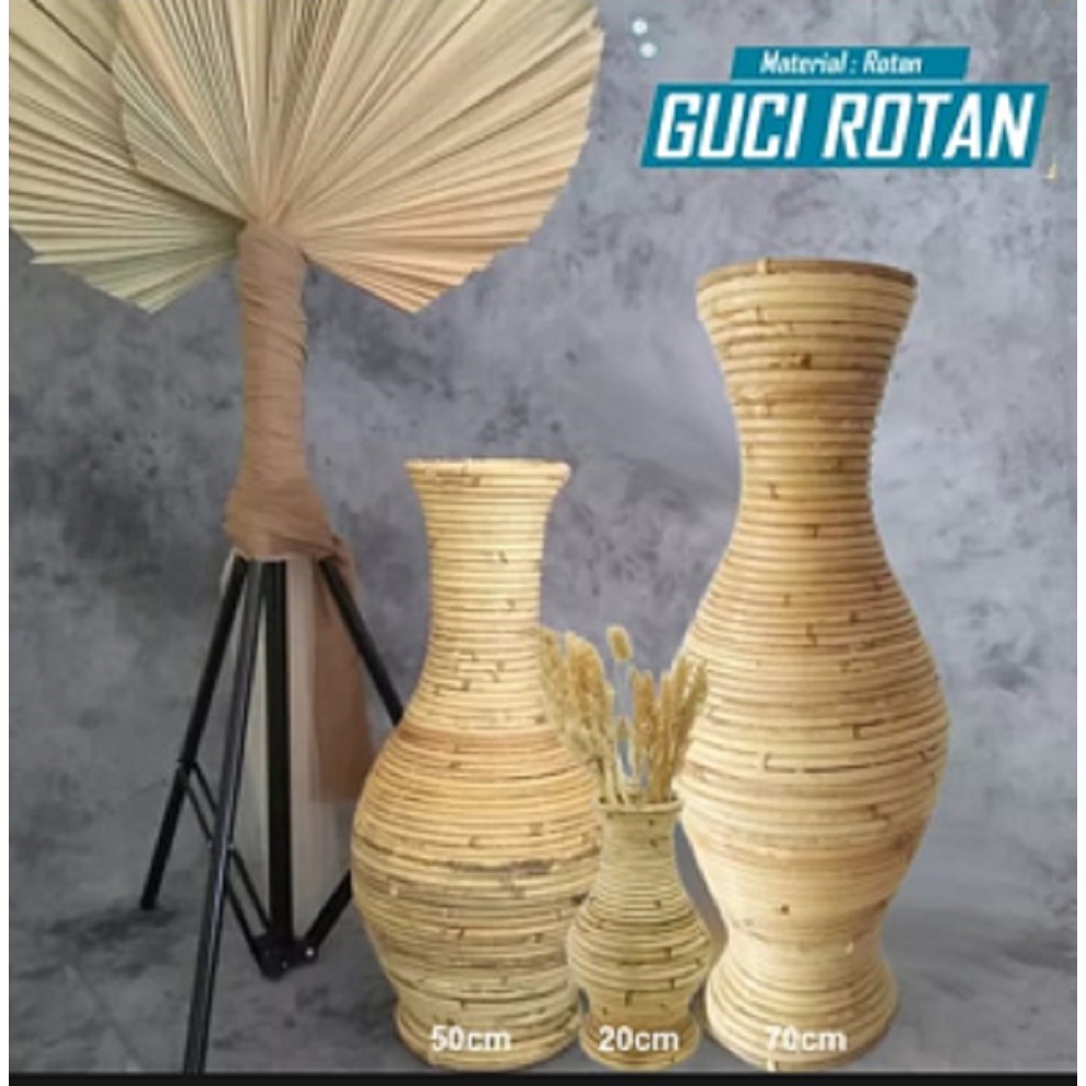 Jual Pot bunga / vas bunga / Guci / Dekorasi guci bahan ratan Alami pot ...