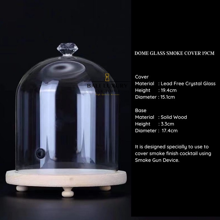 Jual Dome Glass Smoke Cover with Wood Base - 19cm | Shopee Indonesia