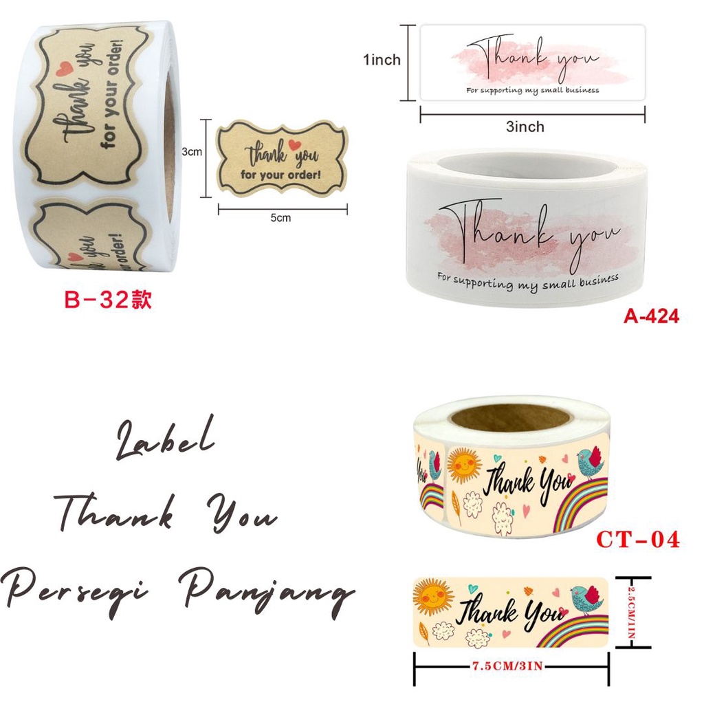 Jual Sticker Thank You Persegi Panjang Isi 20 Pcs | Stiker Label Segel ...
