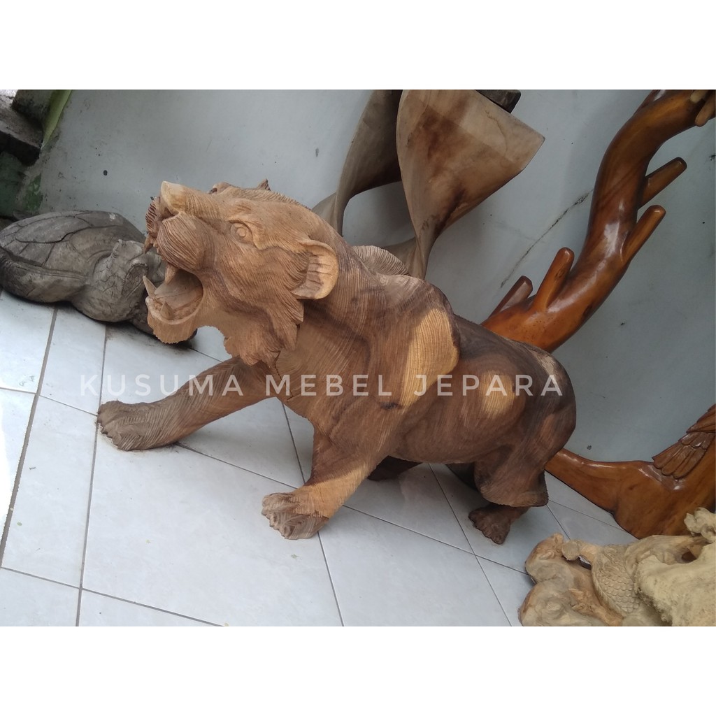 Jual Patung Macan Harimau Kayu Trembesi Solid - Panjang 120cm | Shopee ...