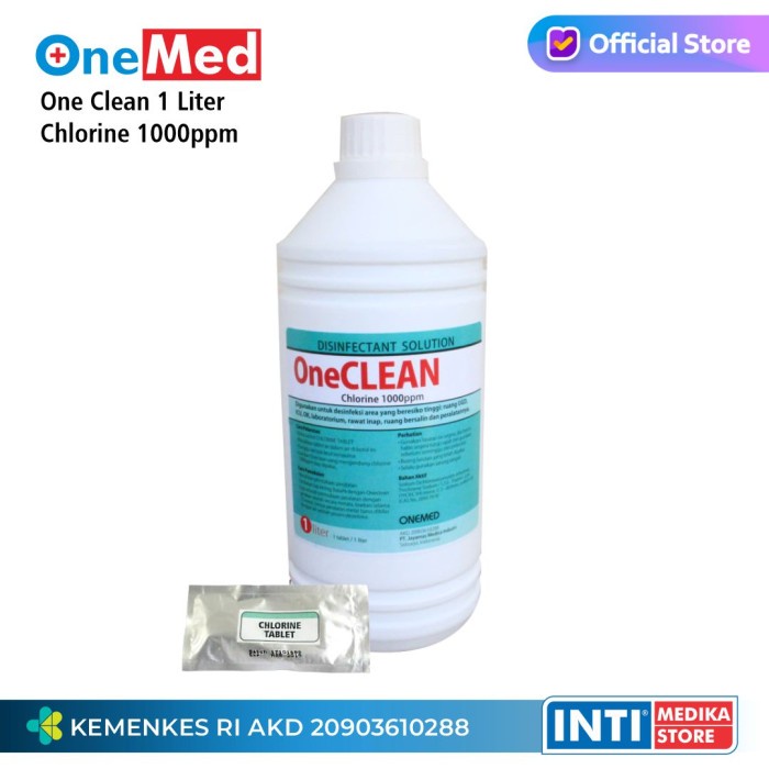 Jual Onemed - One Clean + Chlorine Tablet 1 Liter Desinfektan Ruangan ...