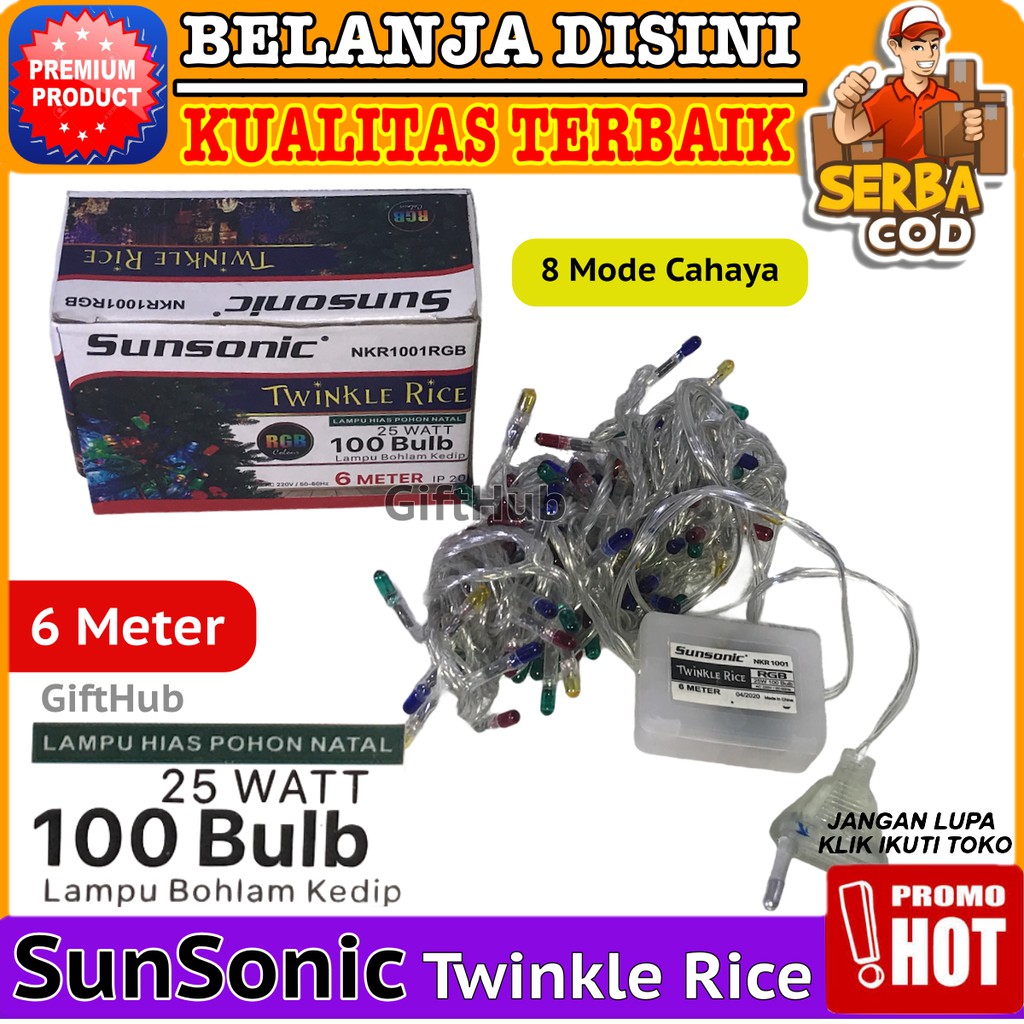 Jual SunSonic Lampu Tumbler Kedip LED Twinkle Rice RGB NKR-1001 25 Watt ...
