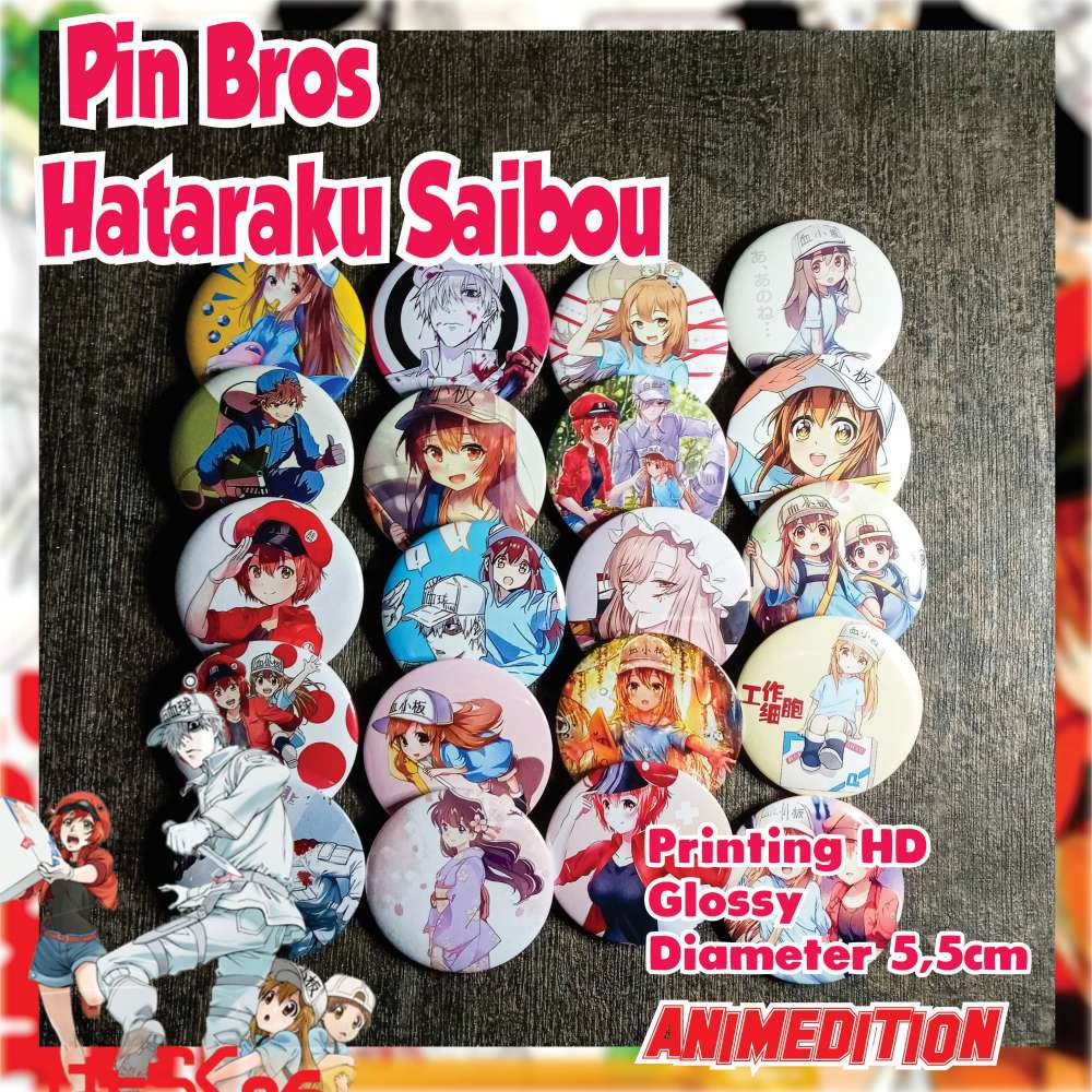 Jual Pin Button Anime Hataraku Saibou Cells at Work! Red White Blood ...