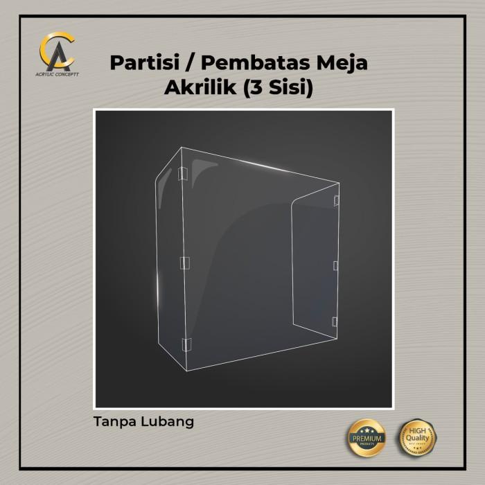 Jual Batasan Ruang Sekat Pembatas Meja Akrilik 3 Sisi Portable ...