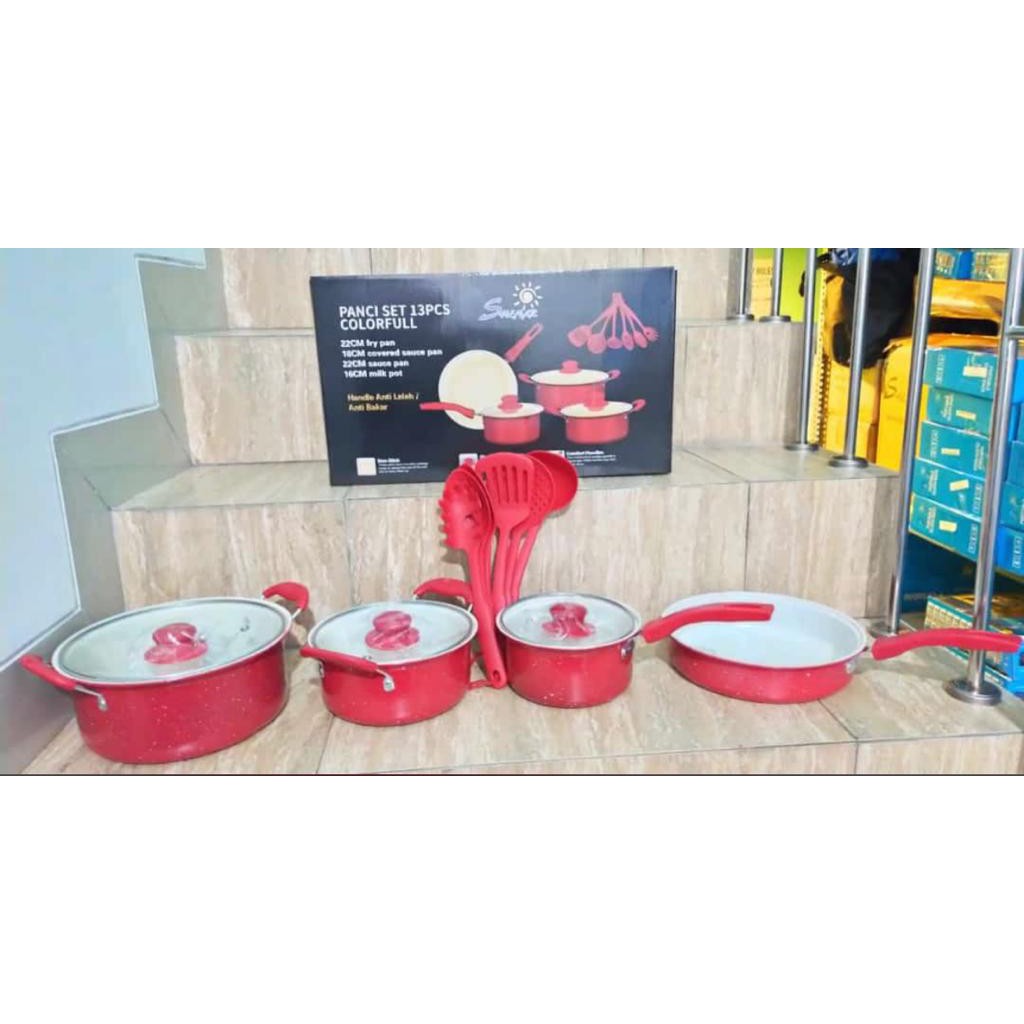 Jual Panci Set Anti Lengket Wajan Teflon Panci Tutup Kaca Serbaguna 13 ...