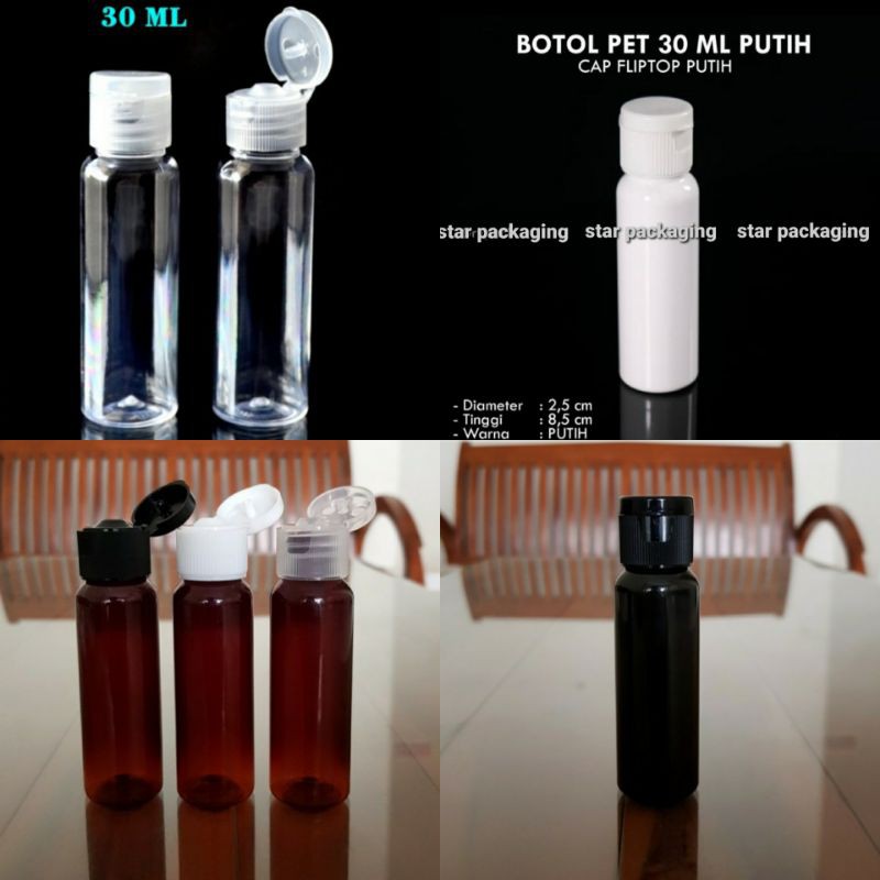 Jual Botol Fliptop 30ML Botol Plastik 30ML bening / putih / cokelat / hitam | Shopee Indonesia