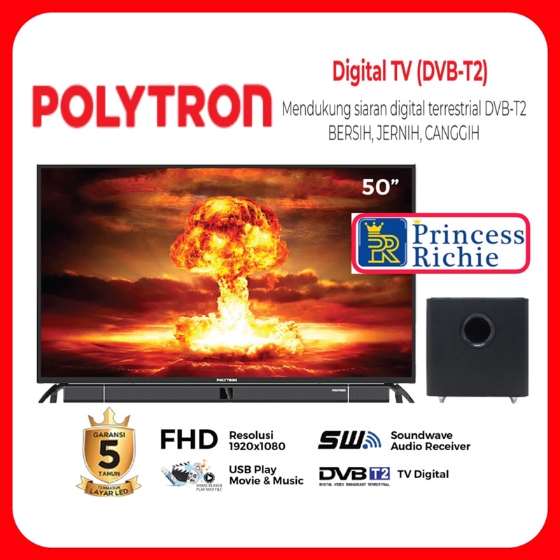 Jual Polytron Led Digital Tv 50 inch plus sound bar | Shopee Indonesia