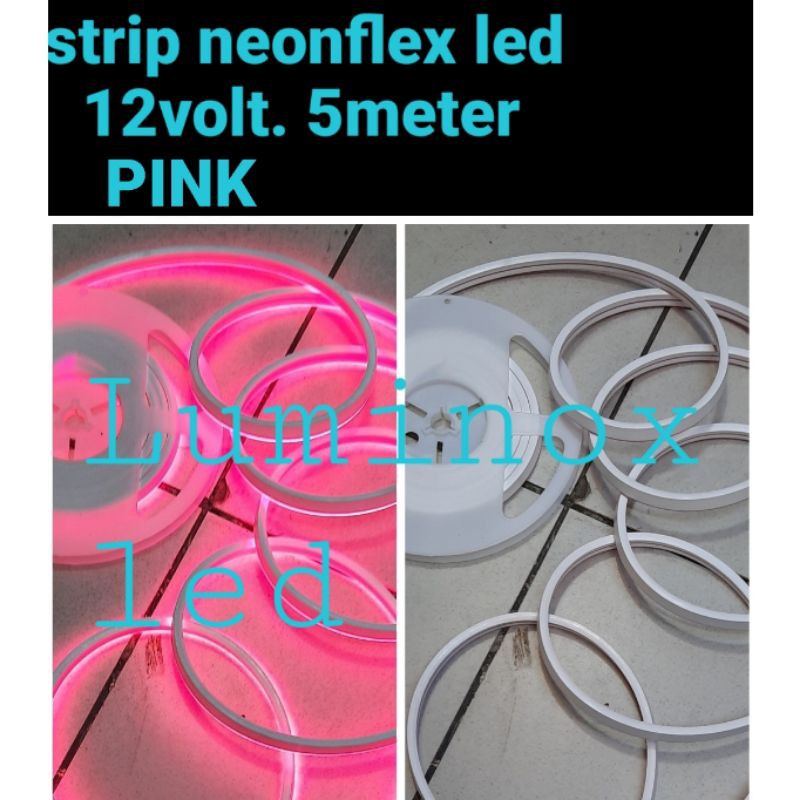 Jual selang strip light neonflex pink 12volt 12v 5meter / neon flexible ...