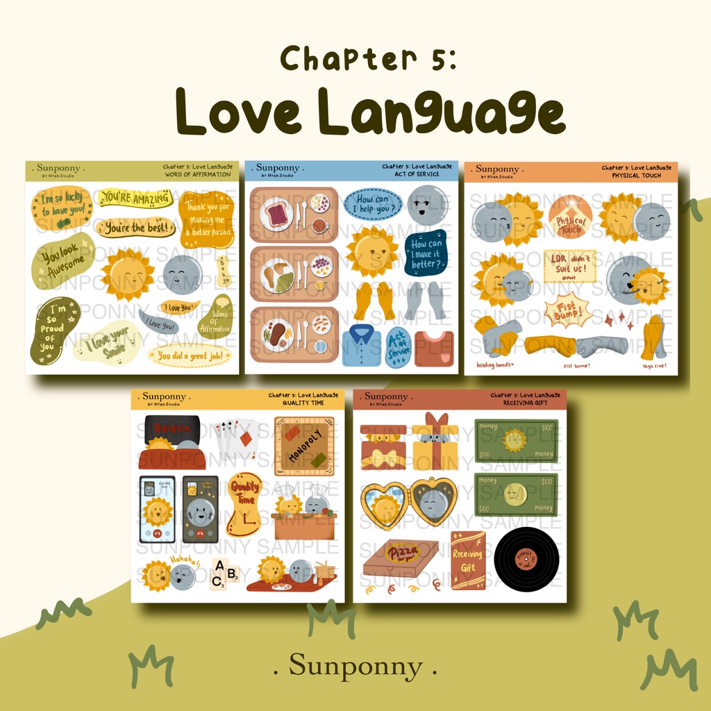 Jual SUNPONNY Love Language Series Sticker Sheet / Stiker Kiss Cut ...
