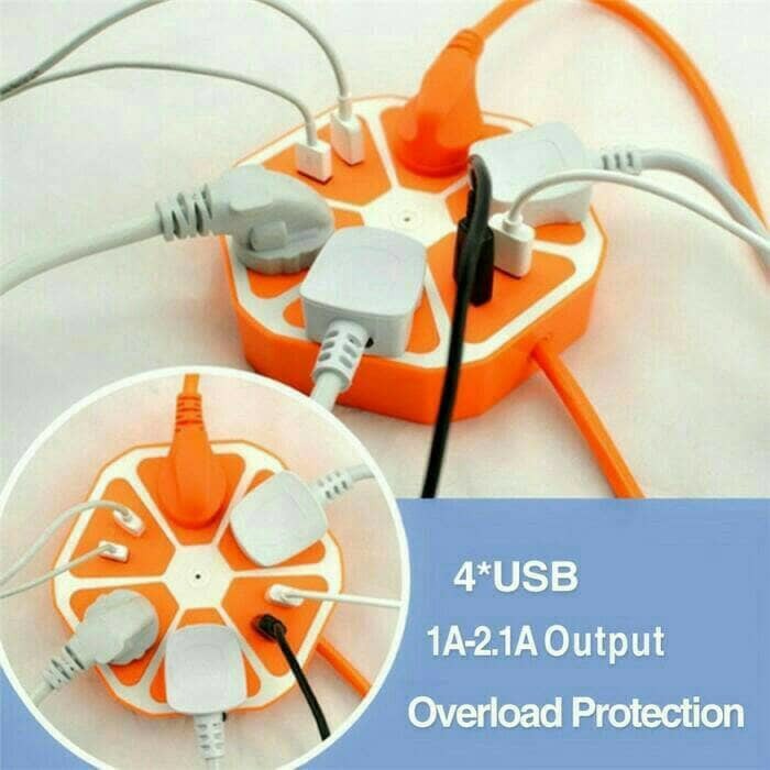 Jual Socket HEXAGON 4 Usb Colokan Listrik Multifungsi | Shopee Indonesia