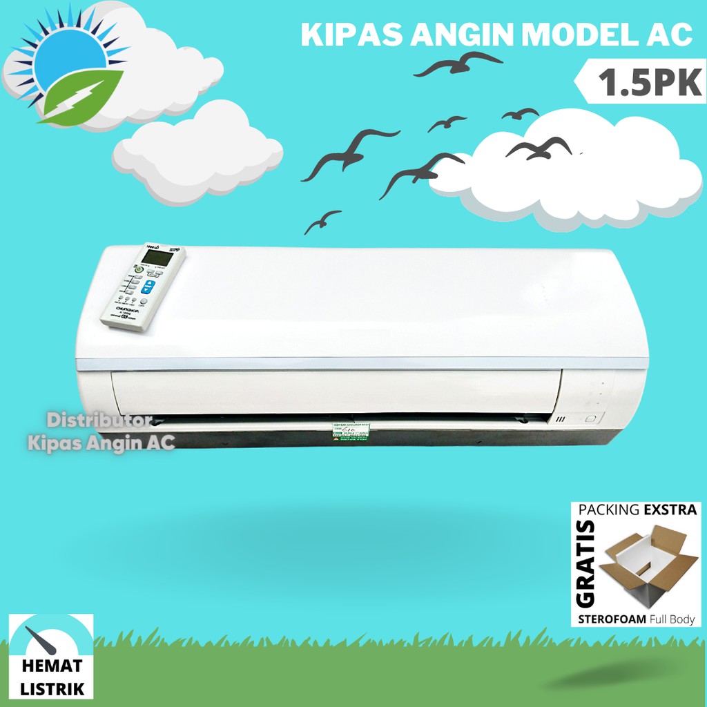 Jual Kipas Angin AC Remote 1.5PK + LED | Kipas Dinding Remot Model AC ...