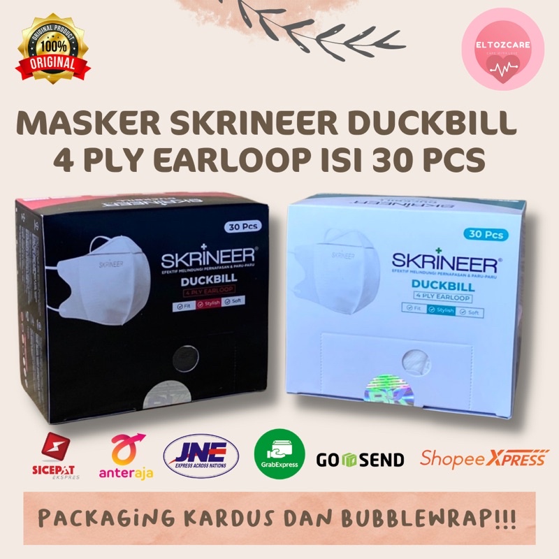 Jual masker duckbill SKRINEER 4ply earloop isi 30pcs aneka warna ...